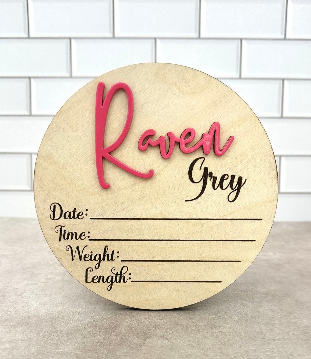 Baby Photo Prop Birth Stats Wood Sign Baby Announcement Sign Baby Name ...