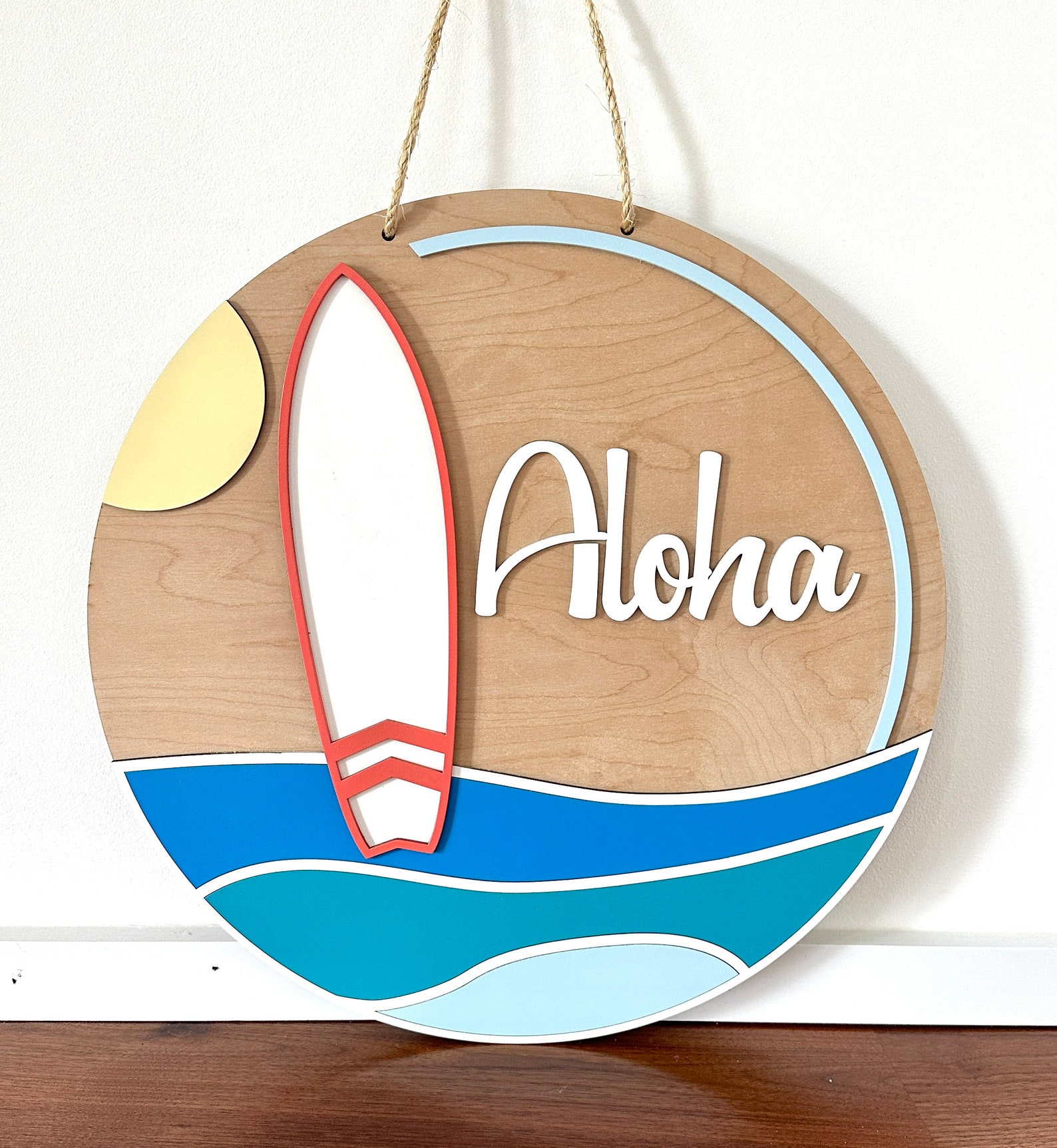 Surfboard Door Hanger Aloha Ocean Coastal Chic Door Decoration Beach ...