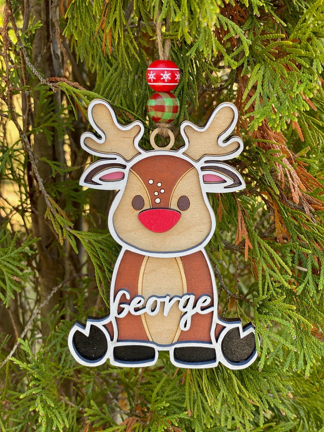 Personalized Reindeer Ornament - Custom Reindeer Ornament, Christmas ...