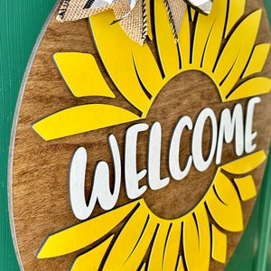 Sunflower Welcome Door Hanger Sign for Front Door Floral Design Gift ...