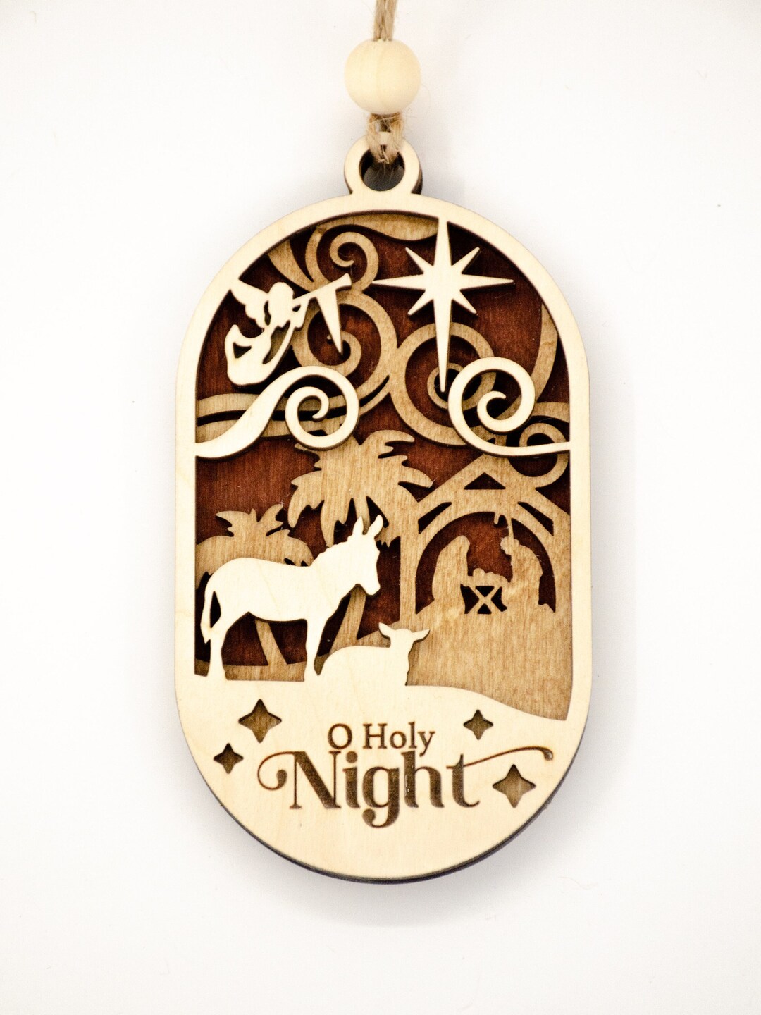 Nativity Ornament Christmas O Holy Night Layered Wooden Ornament ...