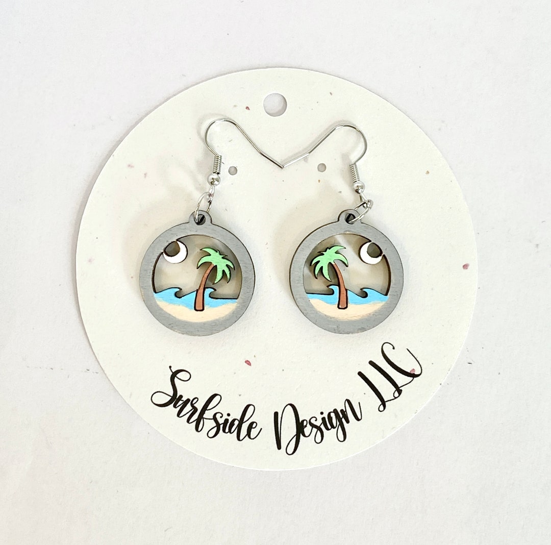 Beach Scene Earrings, Beach Earrings, Laser Cut Earrings, Handmade ...