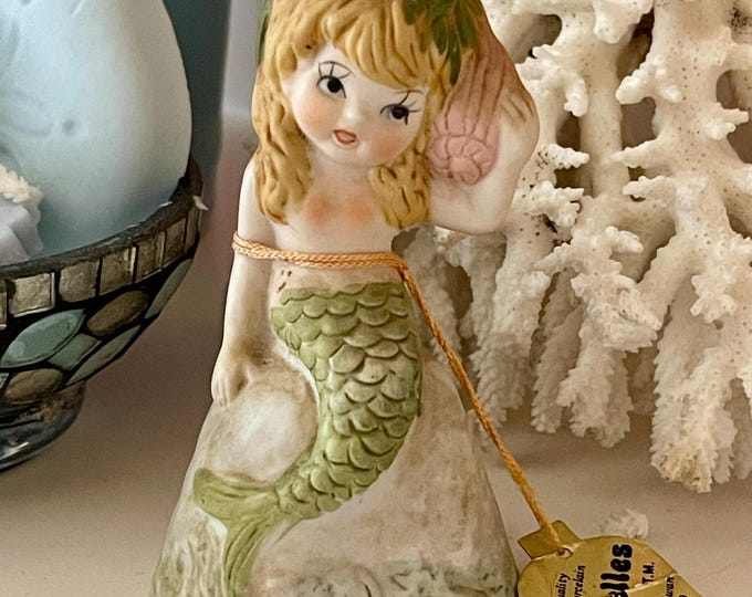 Whimsical Vintage 1979 Adorabelles Mermaid Bell by Jasco Bisque ...