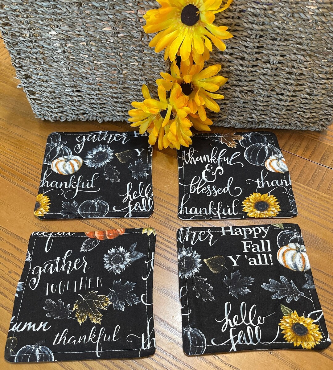 Fall Mug Rugs Fabric Drink Coasters Happy Fall Y'all - Etsy