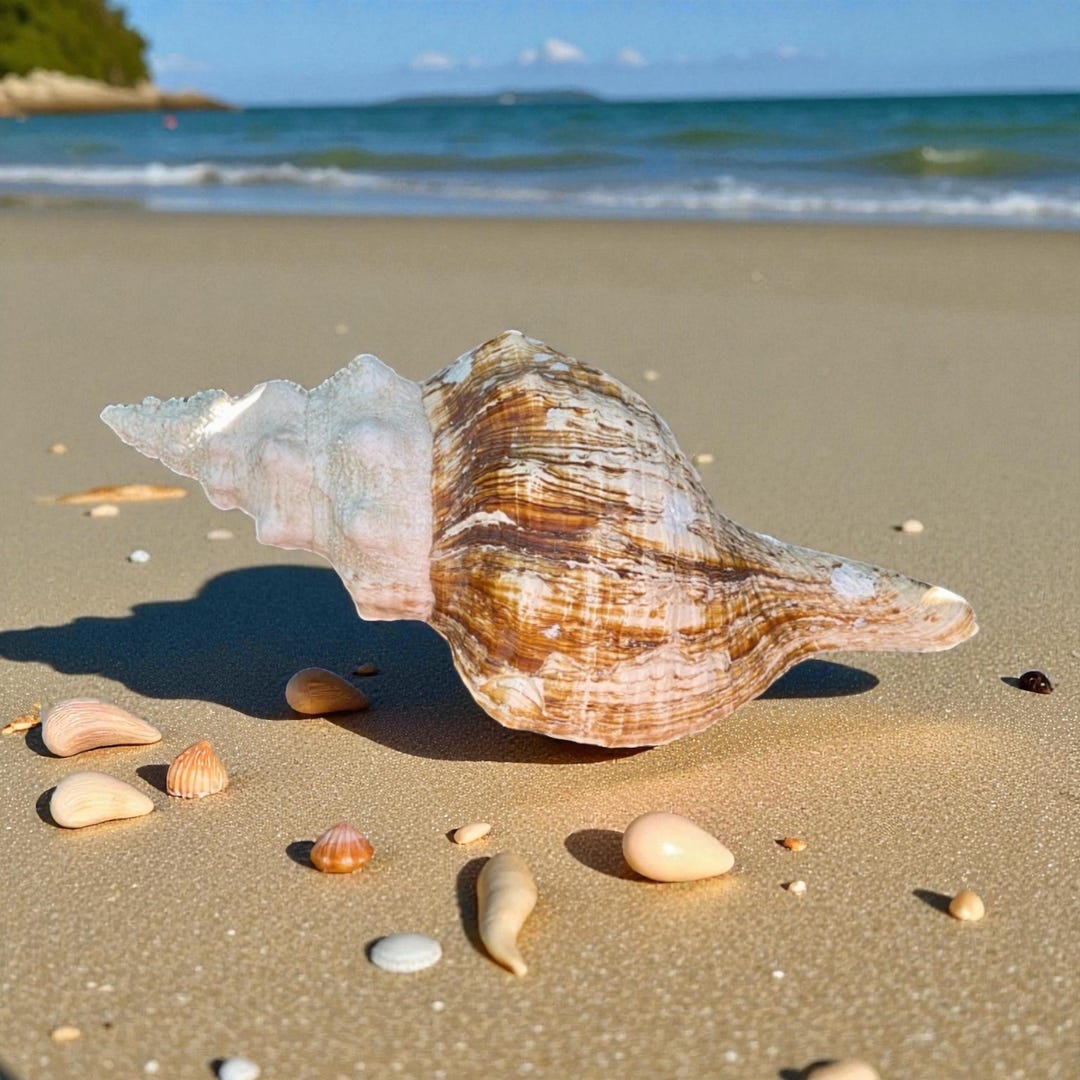Vintage Florida Horse Conch Seashell - 15" X 7" - Nautical Statement ...