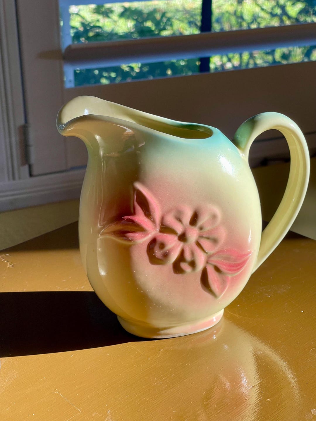 Vintage Mid Century Hull Pottery Pitcher Sun Glow USA #40 With Embossed ...