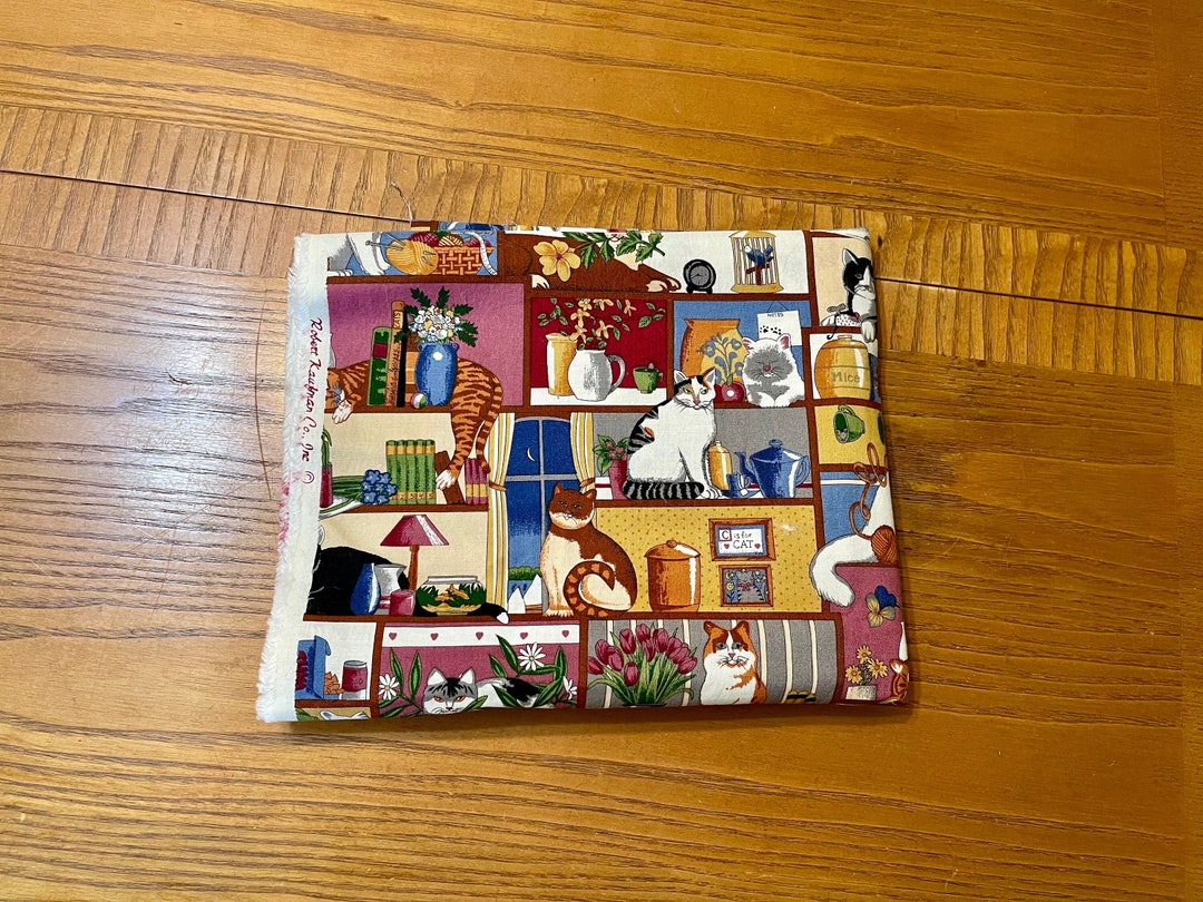 Robert Kaufman Kitty Cat Themed Fabric 100% Cotton - Over 1-1/2 Yard ...