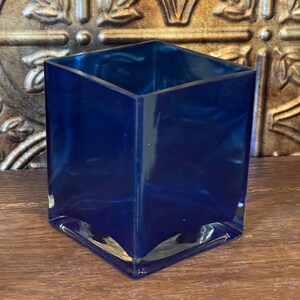 Cobalt Blue Square Glass Vase - Flower Vase - Beautiful Vase - Etsy