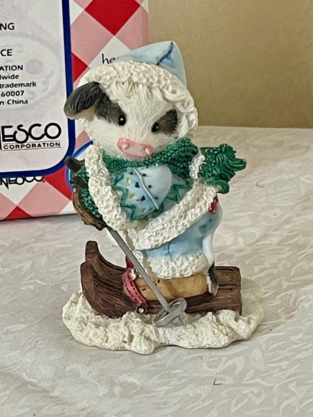 Enesco Mary's Moo Moos Collectible Figurines January Girl Skiing ...