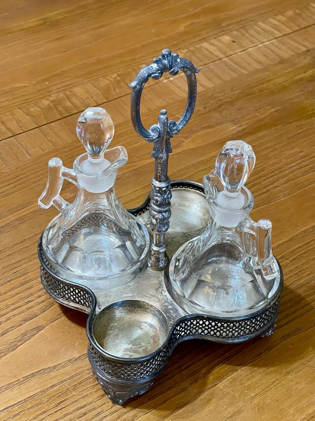 Vintage Sheffield Condiment/cruet Silver Plated Caddy - Vinegar & Oil ...