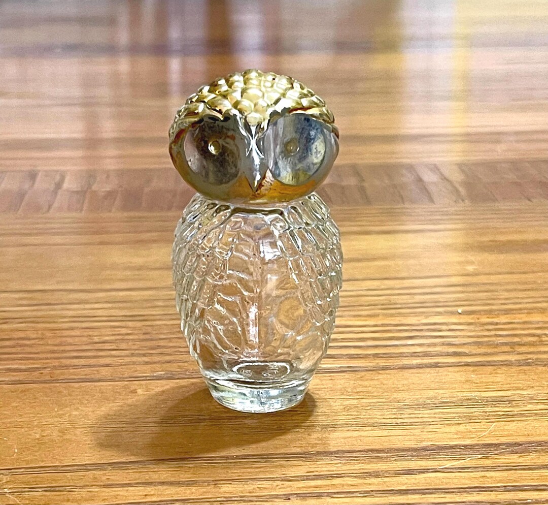 Vintage Avon Glass Baby Owl Perfume Bottle - Clear & Gold Accents - Etsy