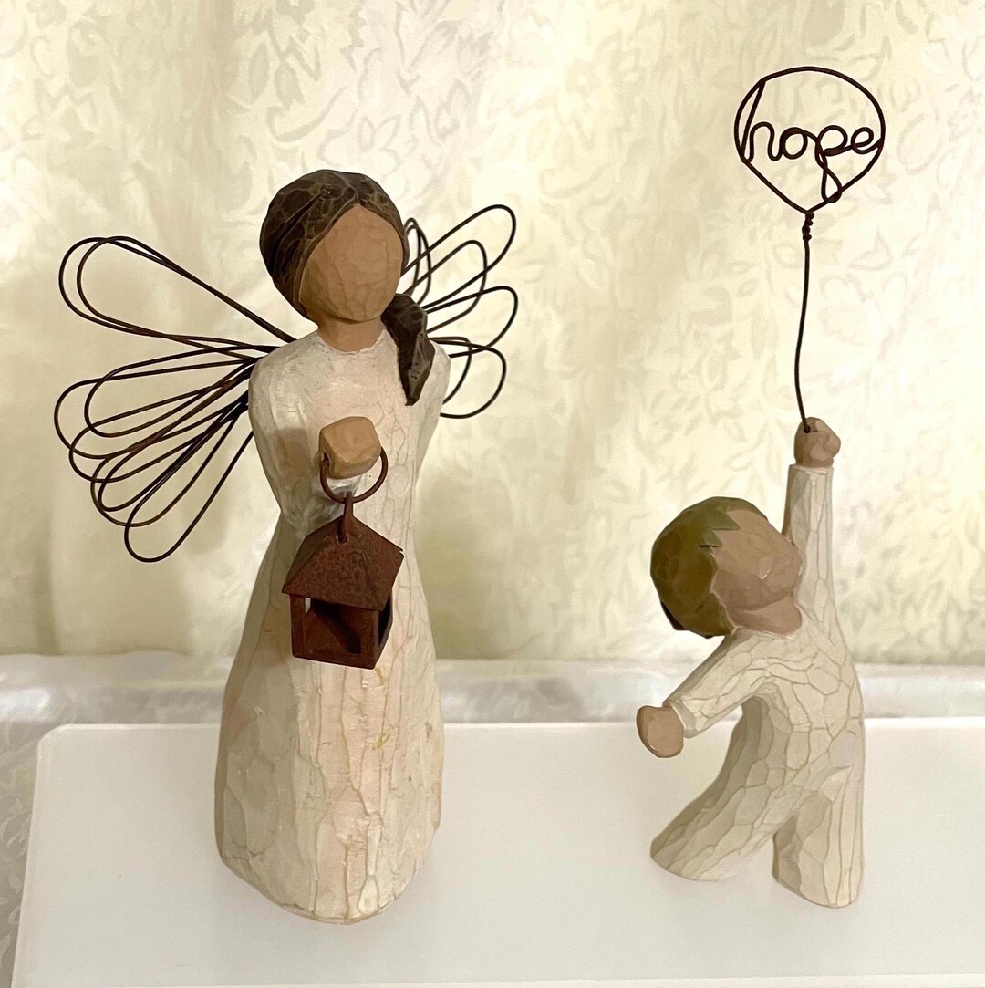 Vintage Willow Tree Figurines - Angel of Hope (2000) and Boy Holding ...