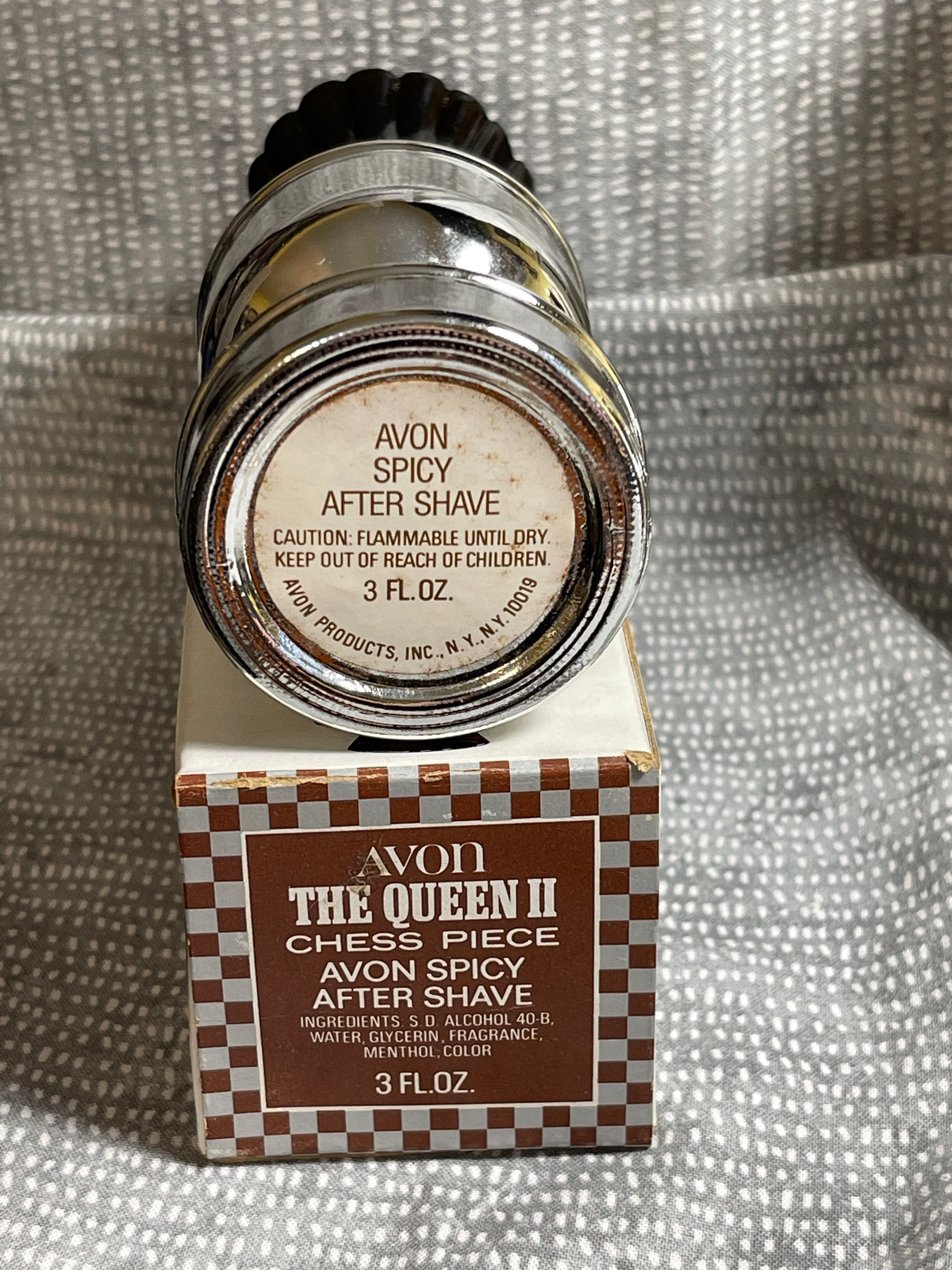 Three Vintage Avon Chess Pieces the Queen II, the Rook II, and the Pawn ...