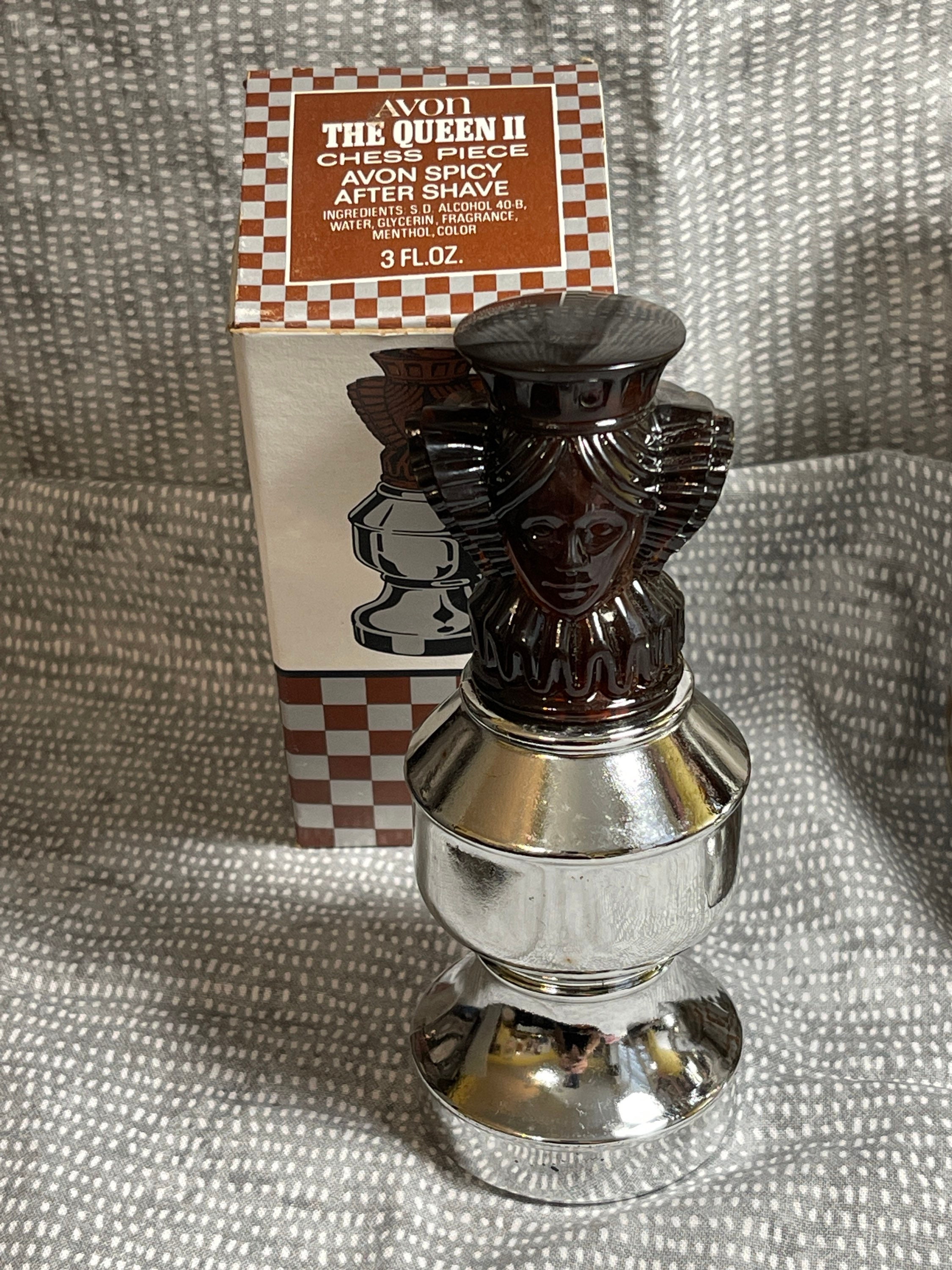 Three Vintage Avon Chess Pieces the Queen II, the Rook II, and the Pawn ...