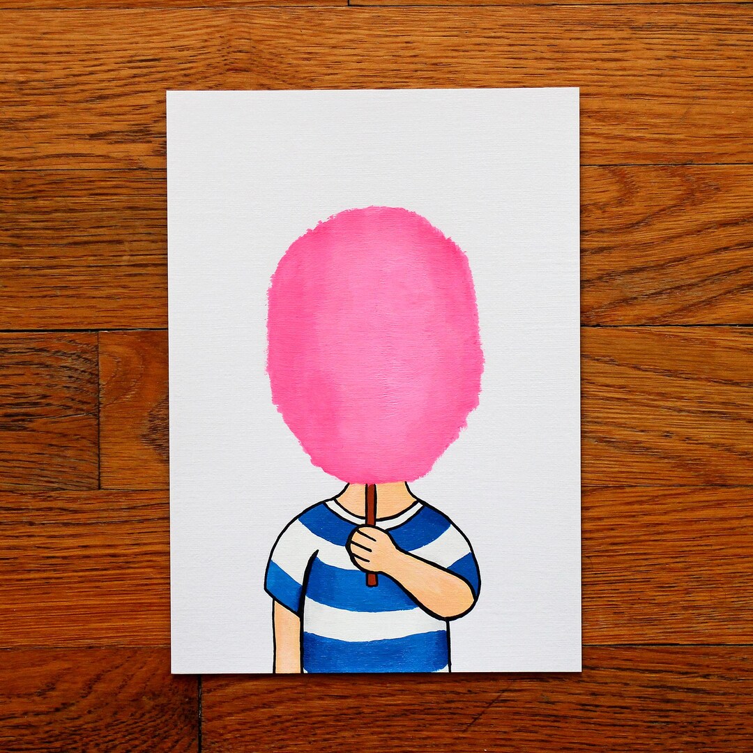 Candy Floss Face Pop Art Painting, A5 Acrylic Illustration, Signed ...