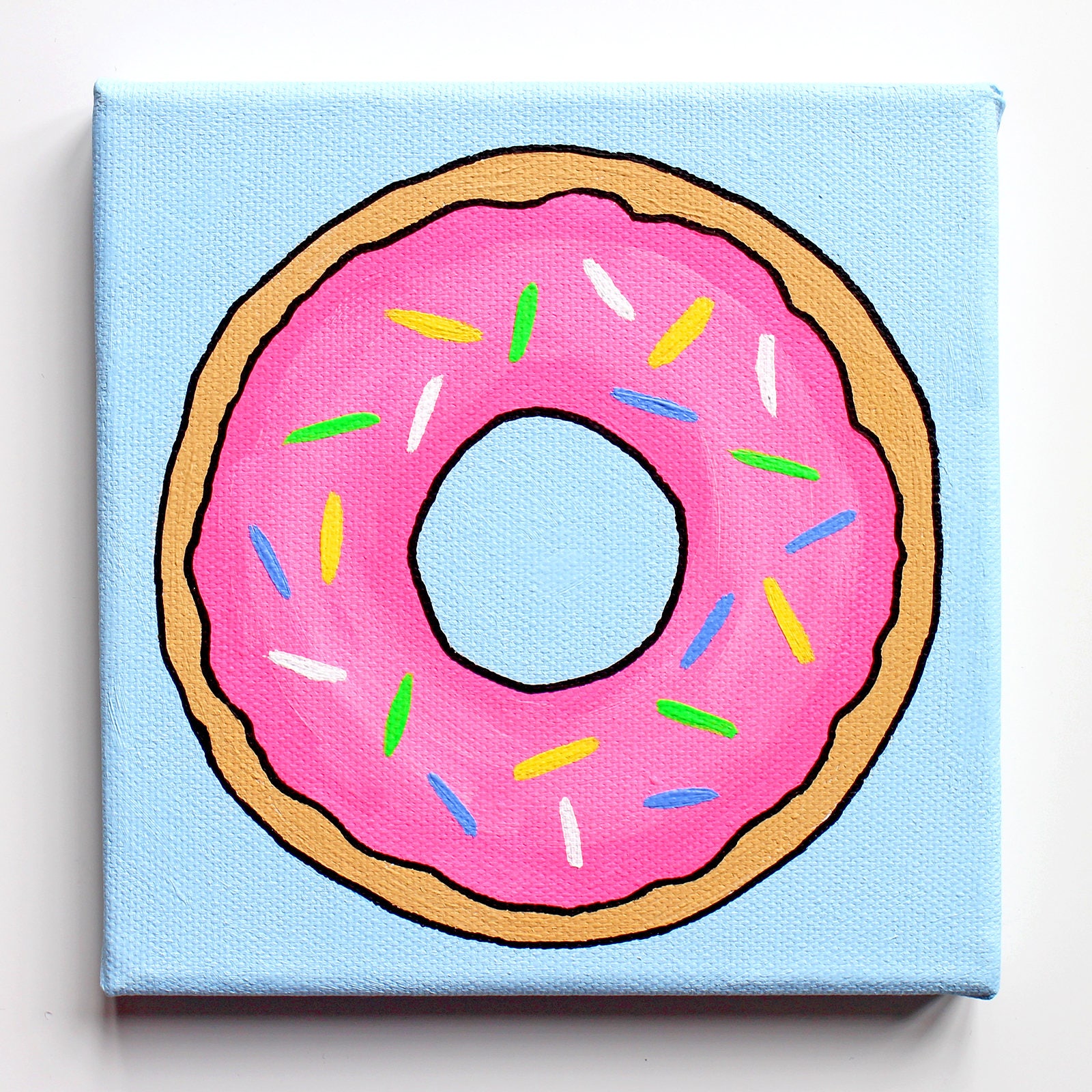 Donut Pop Art Painting On Miniature Canvas / Wall Art For | Etsy