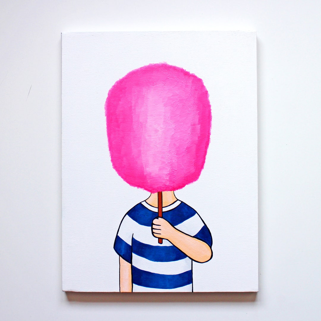 Candy Floss Pop Art Painting: Colorful Acrylic on Canvas, 12x16" - Etsy