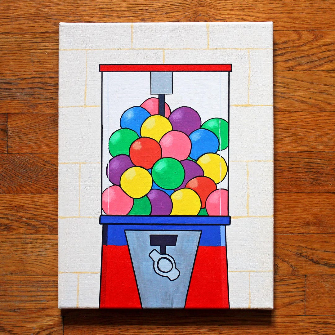 Gumball Bubblegum Machine Pop Art Painting on Canvas, Free UK Shipping ...