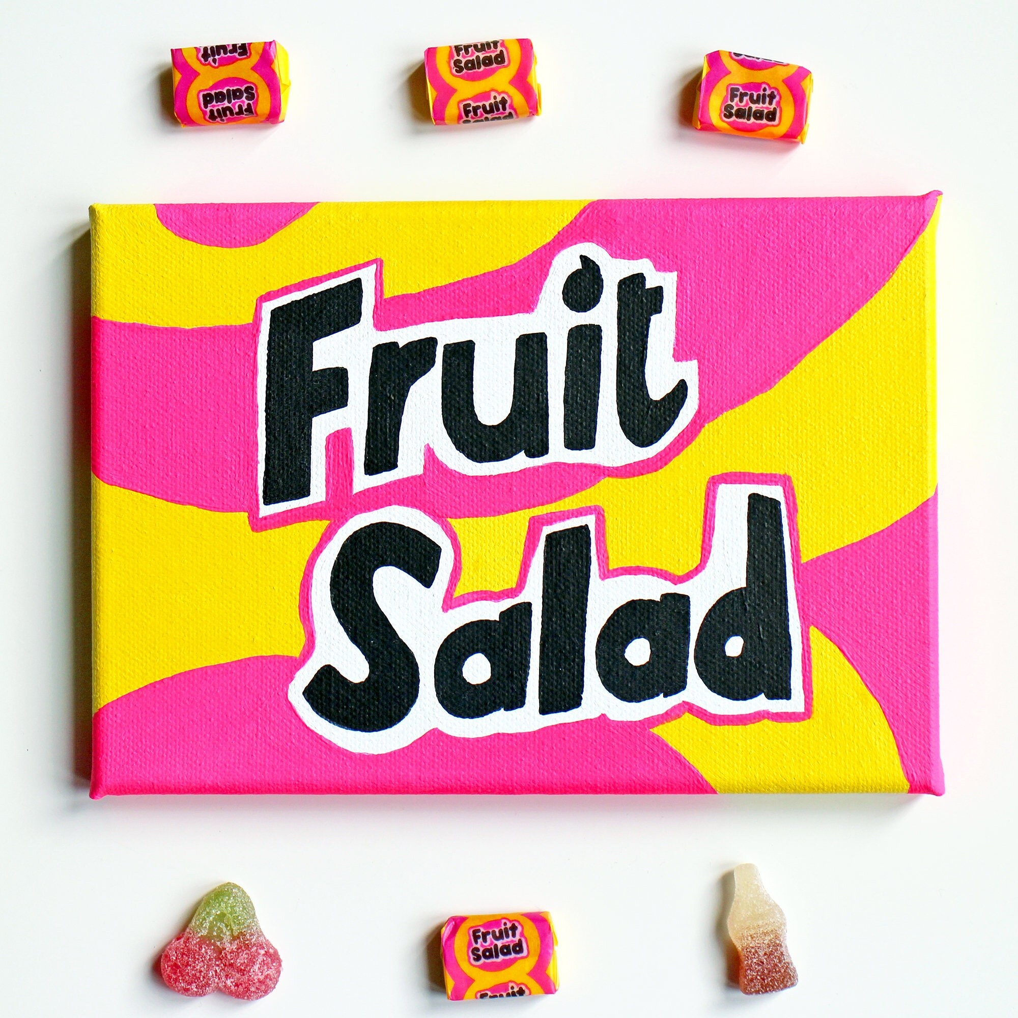 Fruit Salad Retro Sweets Pop Art Painting on Miniature Canvas - Etsy