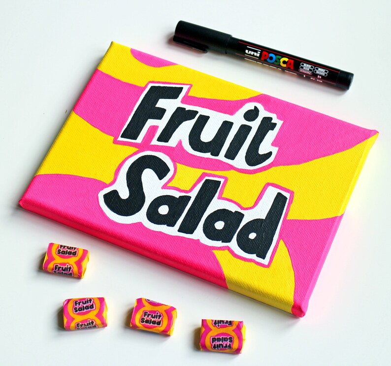 Fruit Salad Retro Sweets Pop Art Painting on Miniature Canvas - Etsy