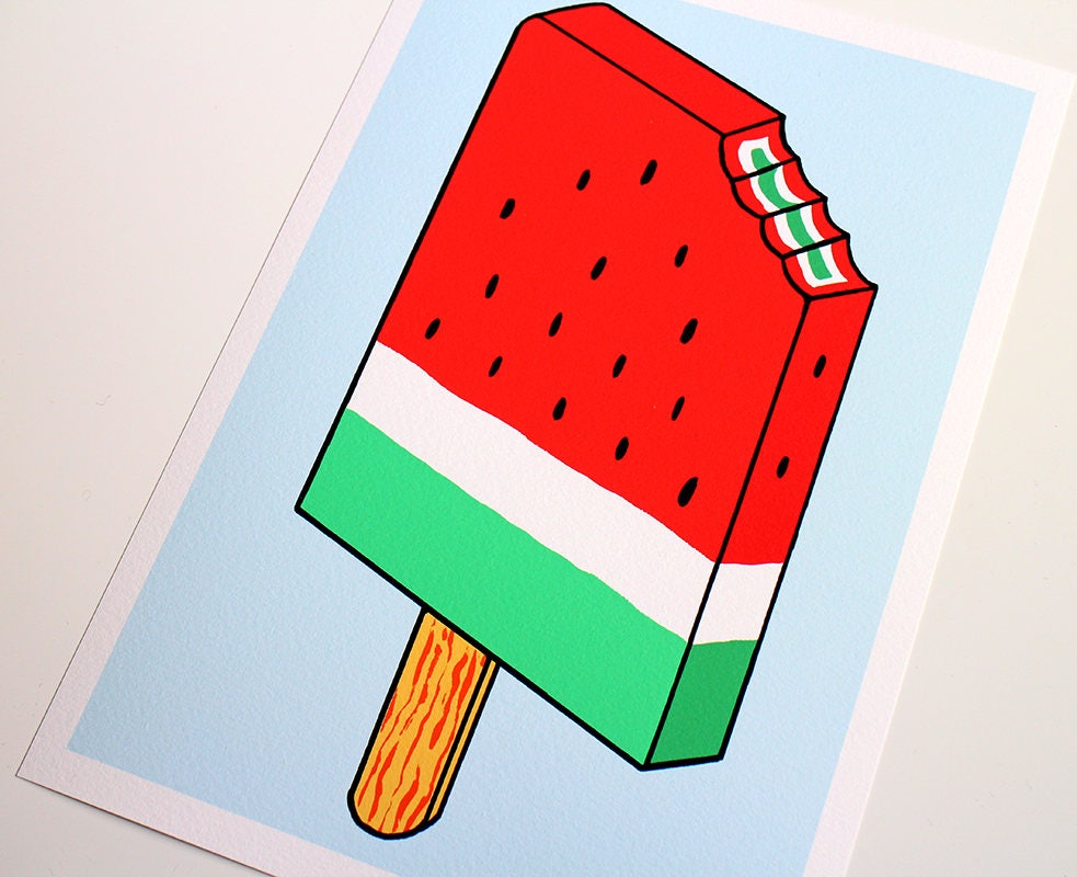 Watermelon Lolly Pop Art Print A3 A4 A5 Sizes Colourful - Etsy