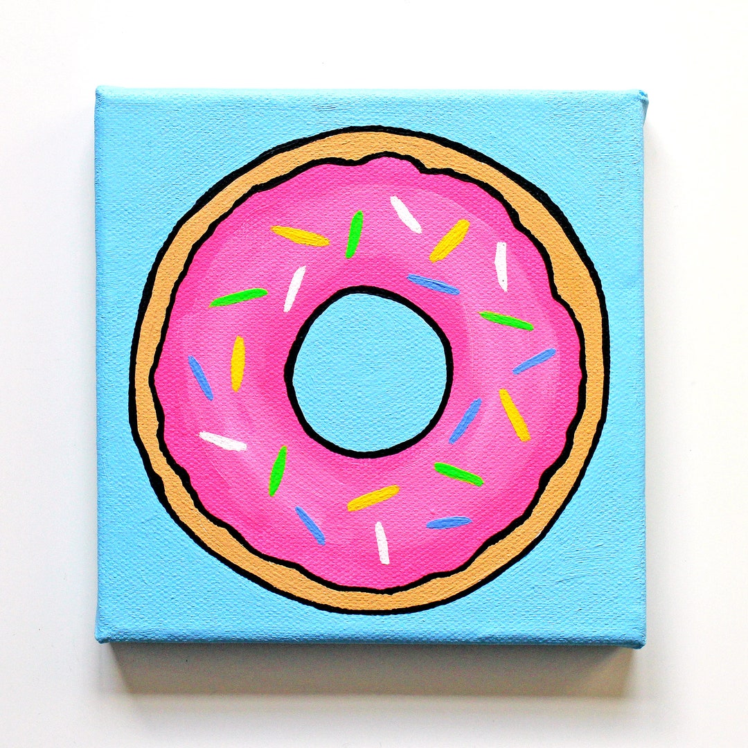 Donut Pop Art Painting on Miniature Canvas - Wall Art for Kitchen or ...