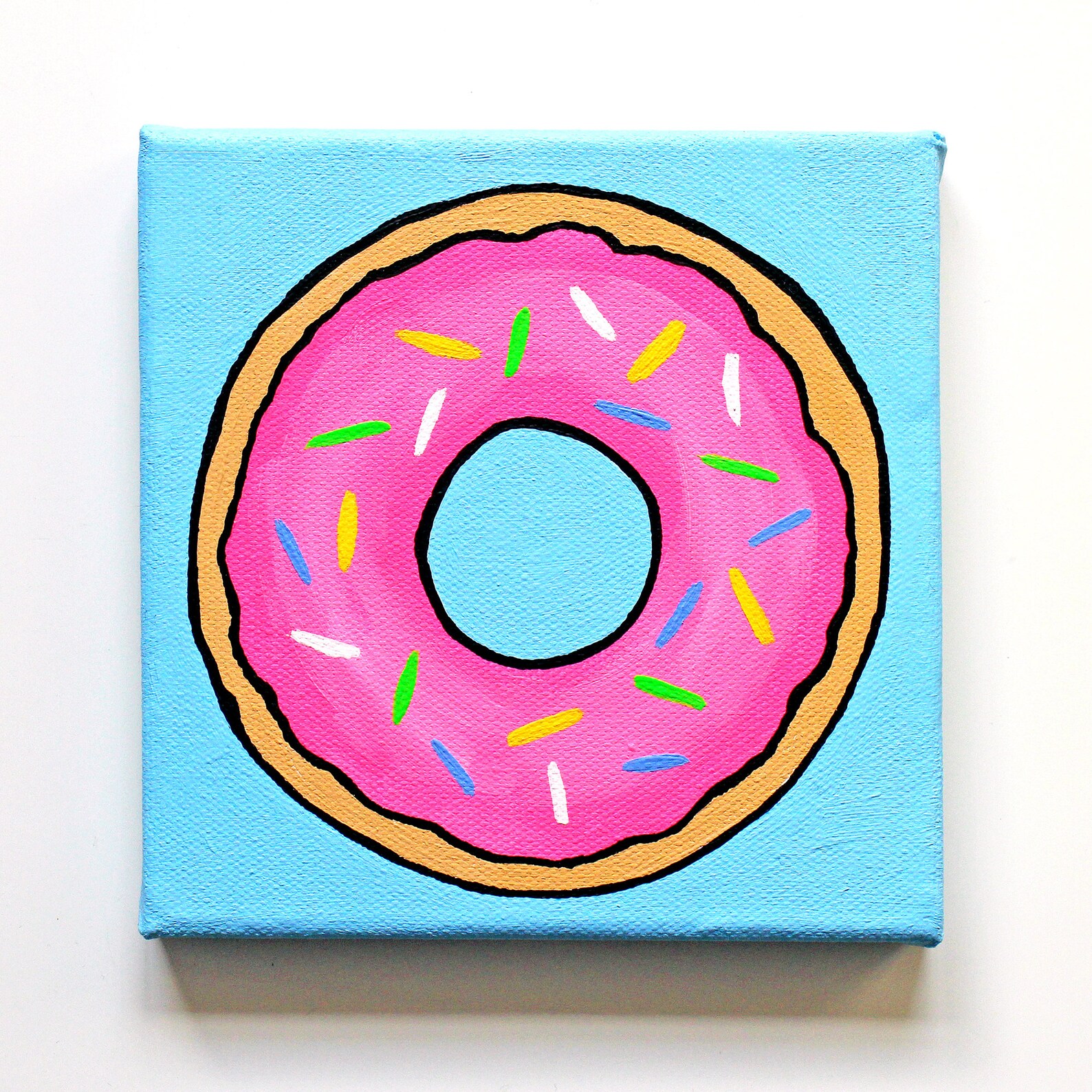 Donut Pop Art Painting on Miniature Canvas Wall Art for - Etsy