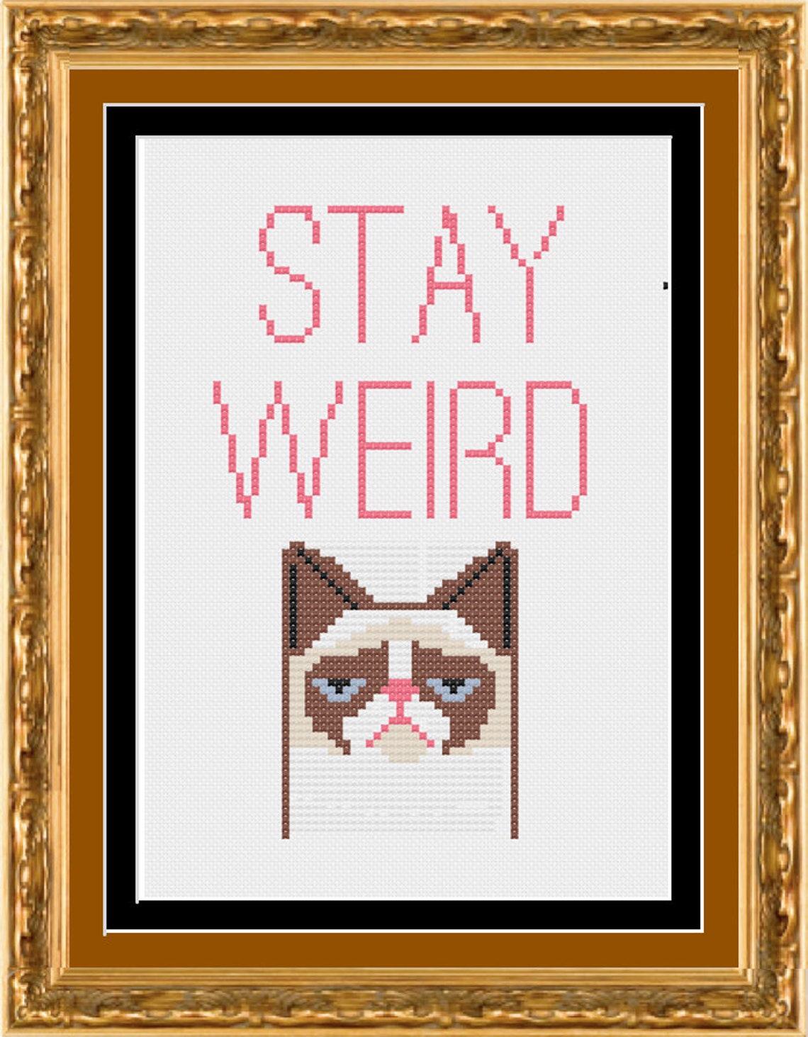 PATTERN: Stay Weird, Grumpy Cat Pdf Cross Stitch Chart - Instant ...