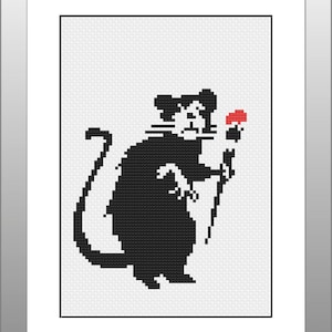 PATTERN: Paint Brush Rat, Resist, Banksy Cross Stitch Pattern - Instant ...