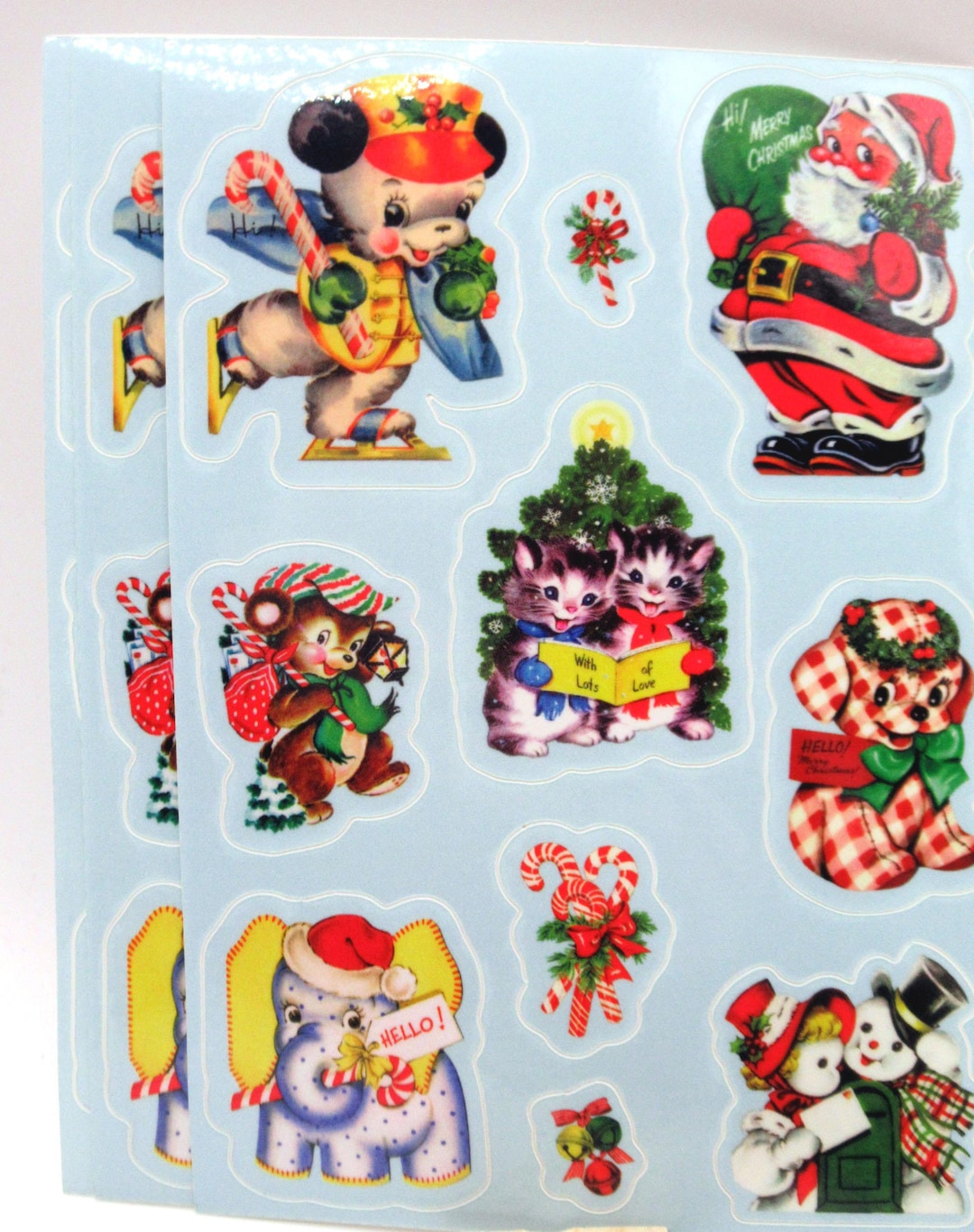 Retro Sticker Sheet Vintage Style 40s 50s Christmas Card Seals Novelty ...