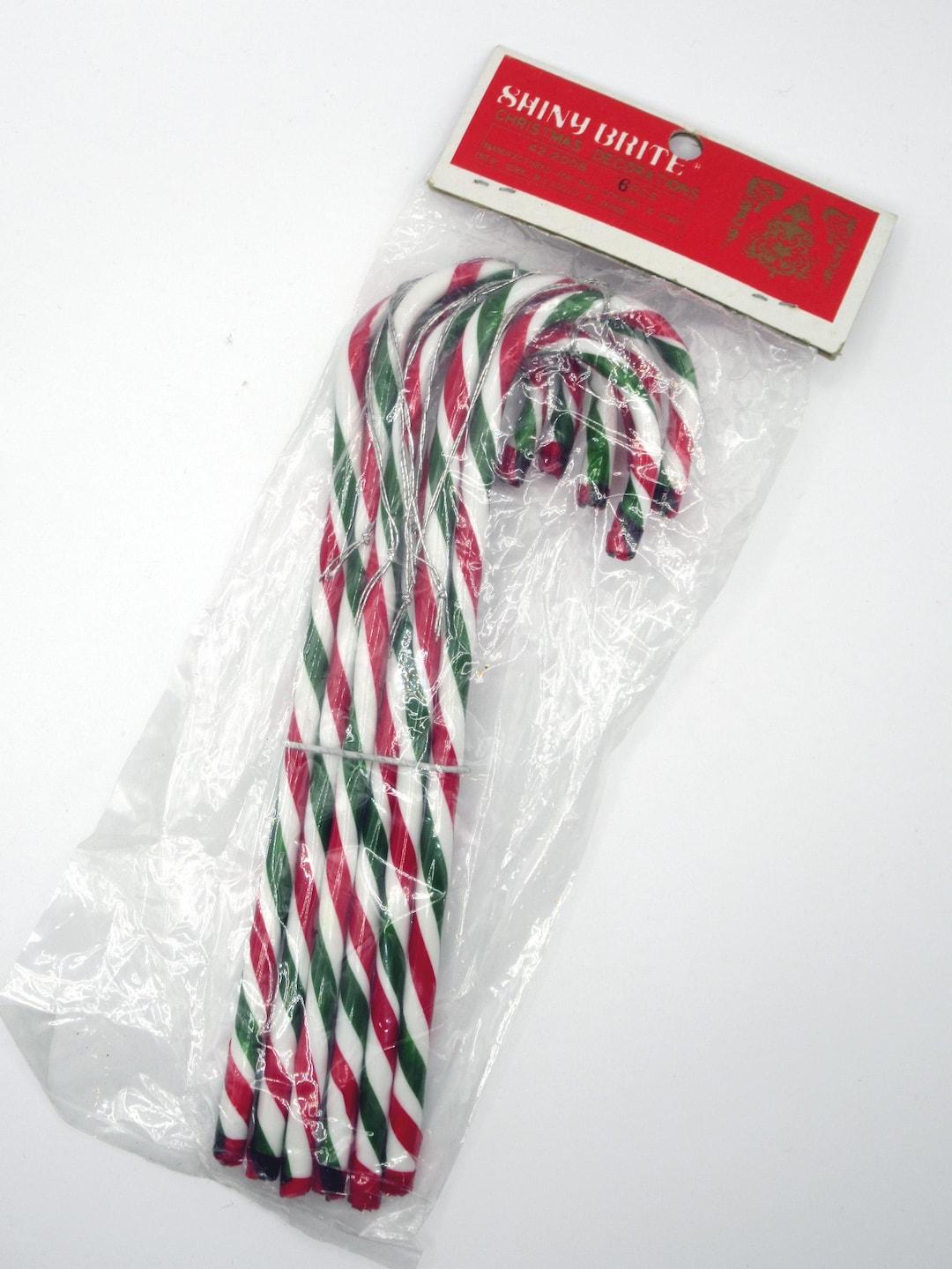NOS Vintage Shiny Brite Candy Cane Lot Picks Christmas Ornament ...