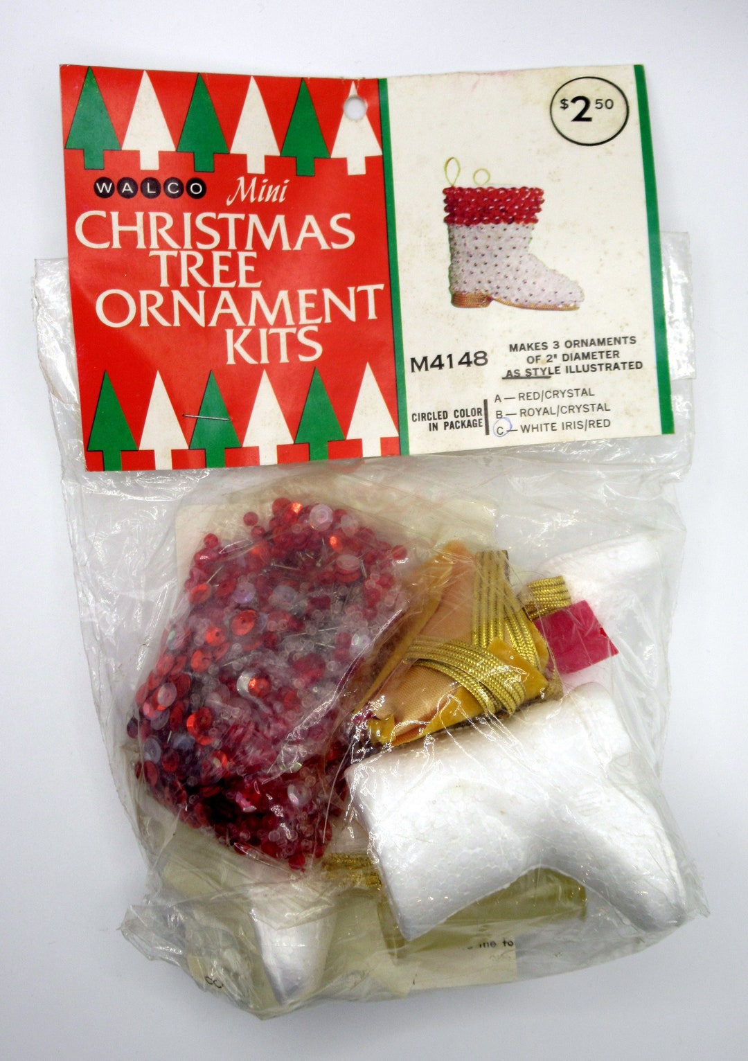 Vintage 70s Walco Ornament Craft Kit 3 Mini Santa Boots Sequin ...