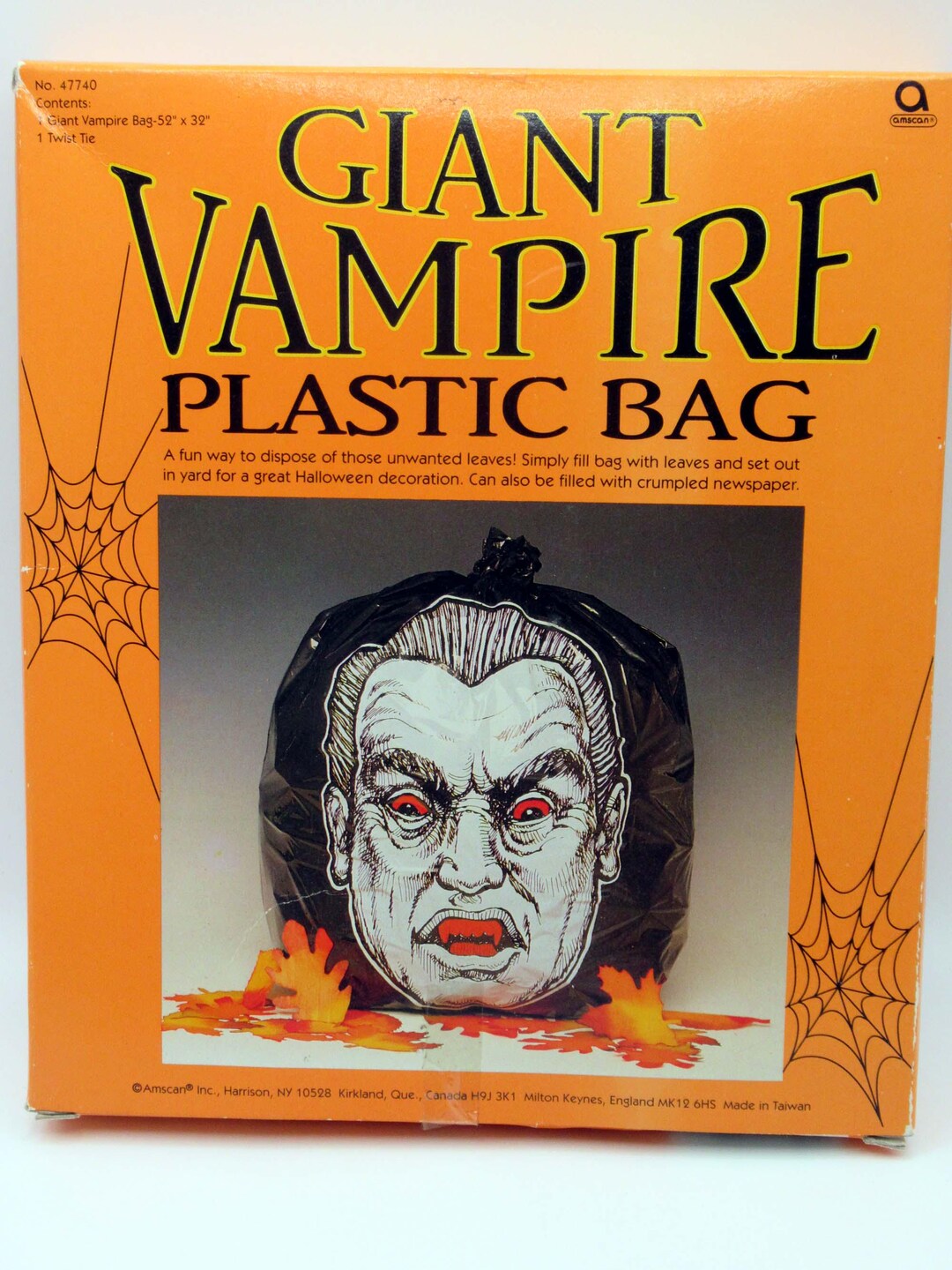 NOS Vintage Halloween Giant Vampire Plastic Leaf Bag 52” X 32 ...