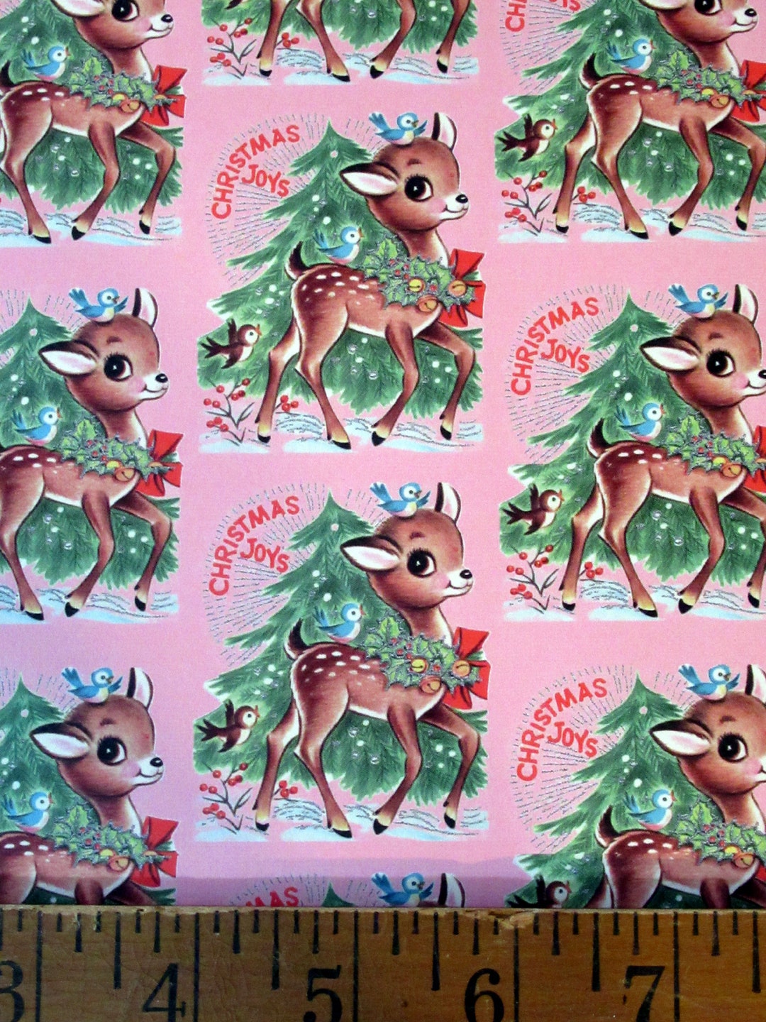 Retro Darling Deer Christmas Wrapping Paper Novelty 50s Decoration ...