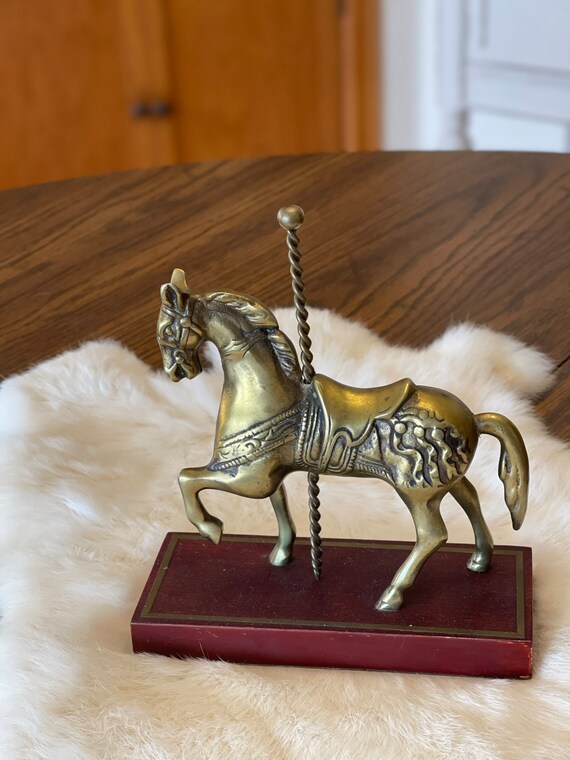 Vintage Brass Carousel Horse Paperweight - Etsy