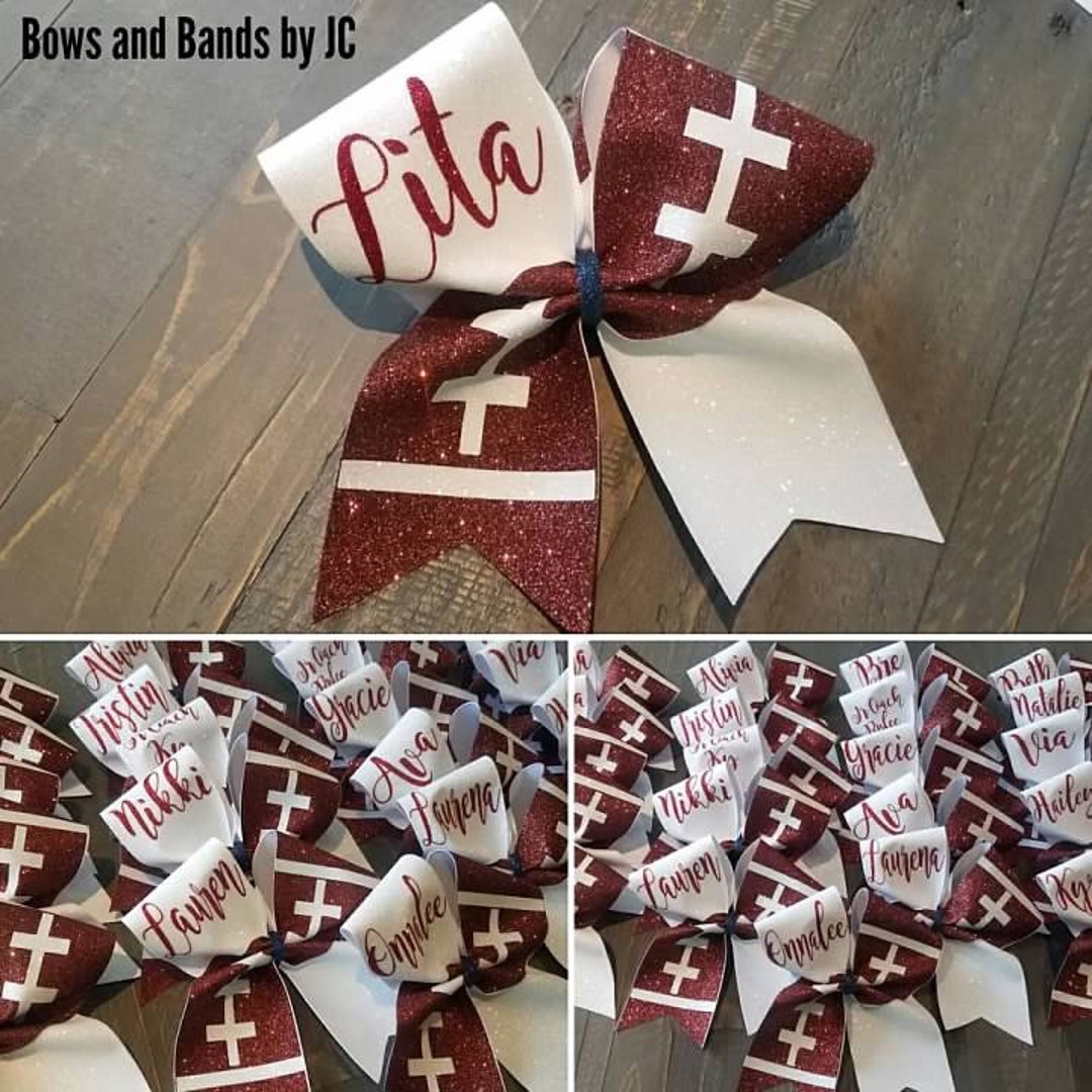 Football Cheer Bows With Name, Team Bows, Cheerleading Team Bows - Etsy