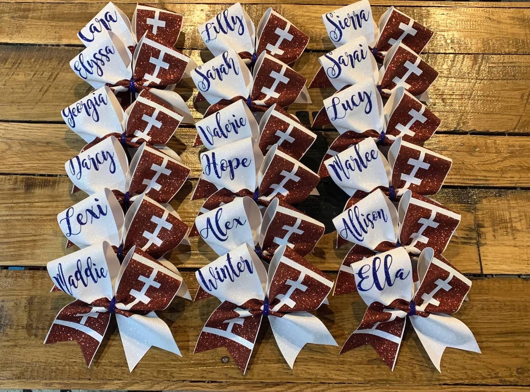Football Cheer Bows With Name, Team Bows, Cheerleading Team Bows - Etsy