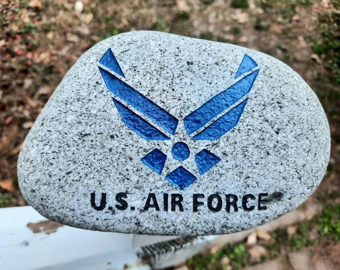 U.S. Air Force Logo Engraved River Stone Air Force Gift Air - Etsy