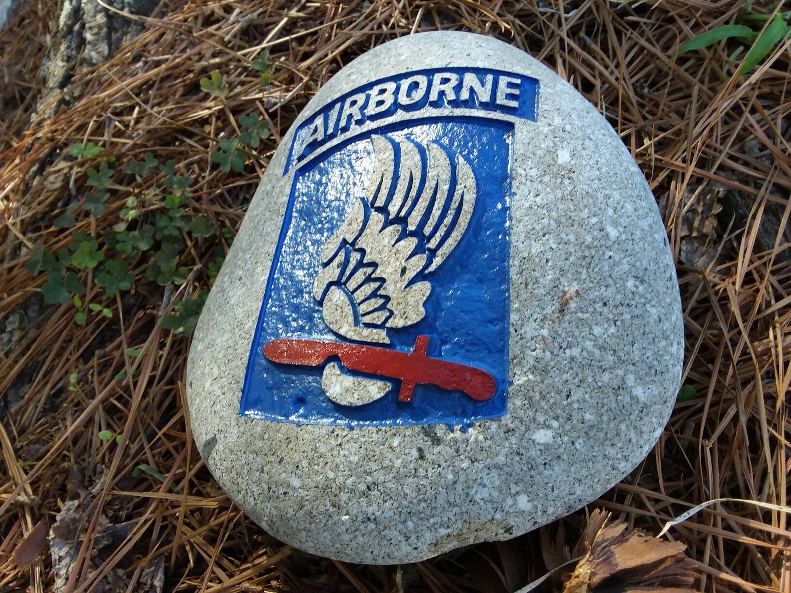 Army 173rd Airborne Brigade Patch Logo Engraved on a River Stone, Army ...
