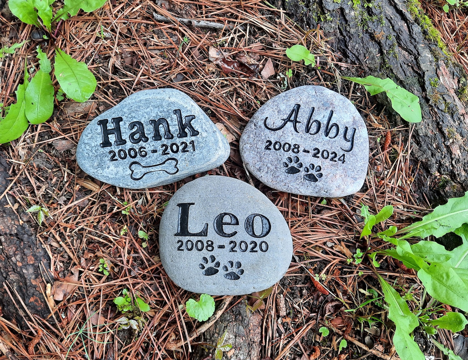 Pet Memorial Stone Dog or Cat Personalized Engraved 4 to 4 1/2 Inches ...