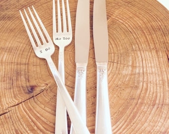 Custom wedding forks vintage hand stamped dessert fork set | Etsy