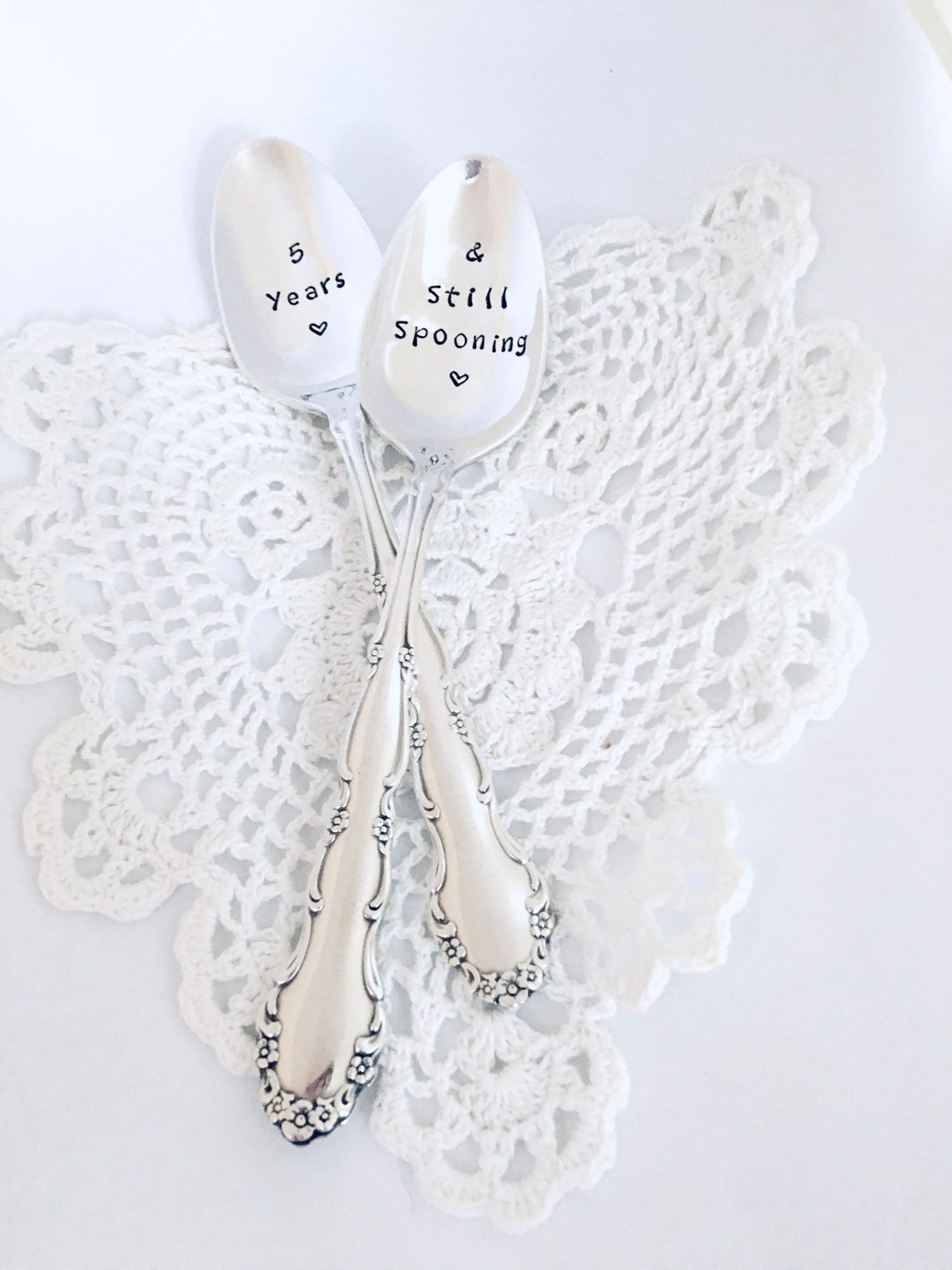 Custom anniversary spoons Vintage hand stamped spoons Cute | Etsy