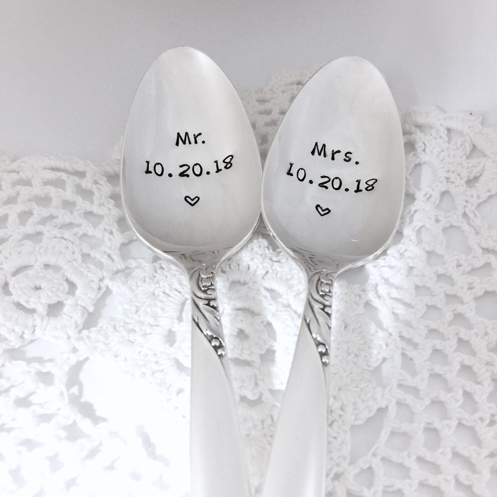 Custom Wedding Spoons Vintage Hand Stamped Spoons Engagement - Etsy