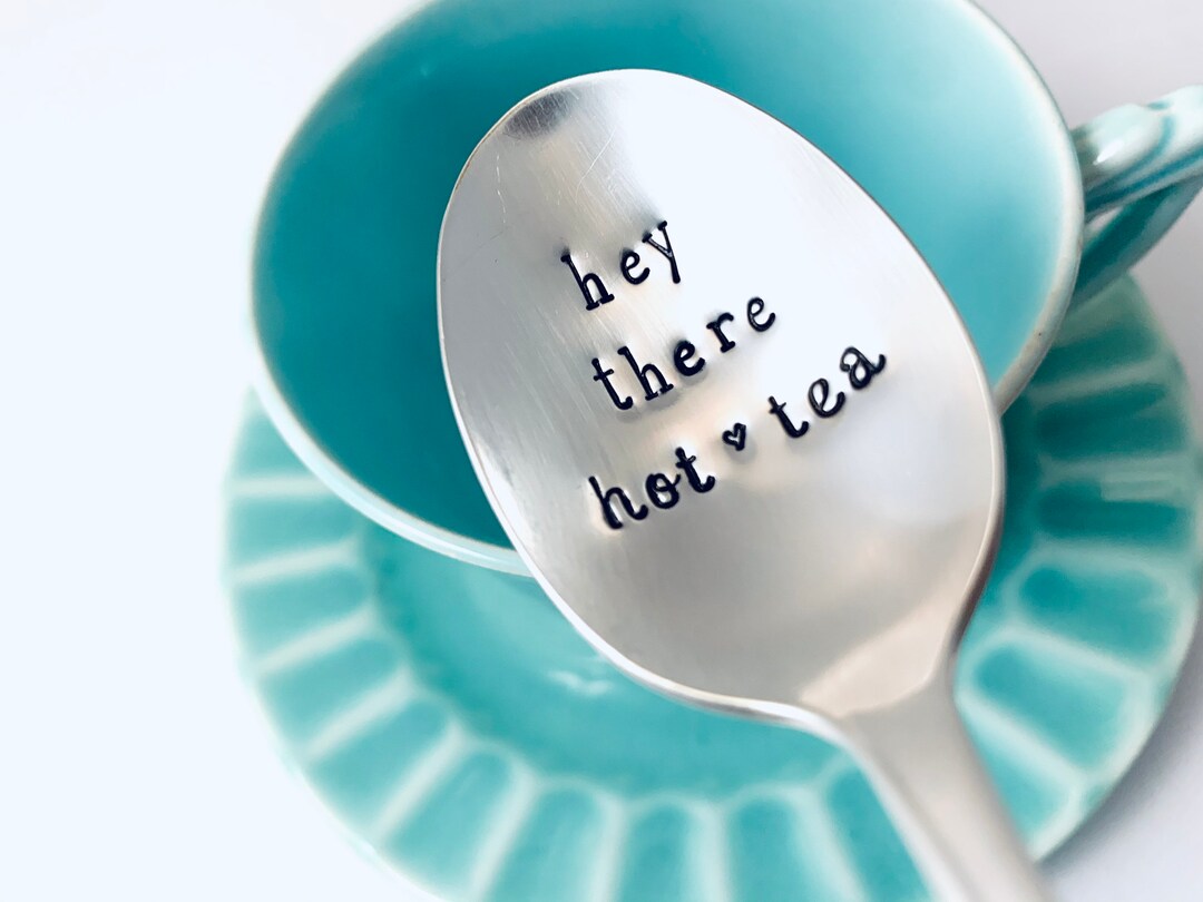 Custom Hand Stamped Teaspoon, Vintage Silverplate Tea Spoon, Hey There ...