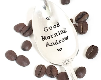 Good Morning Spoon Custom Name Spoons Vintage Hand Stamped | Etsy