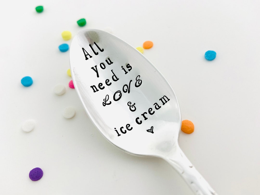 Hand Stamped Ice Cream Spoons, Custom Ice Cream Spoon, Vintage Spoons ...