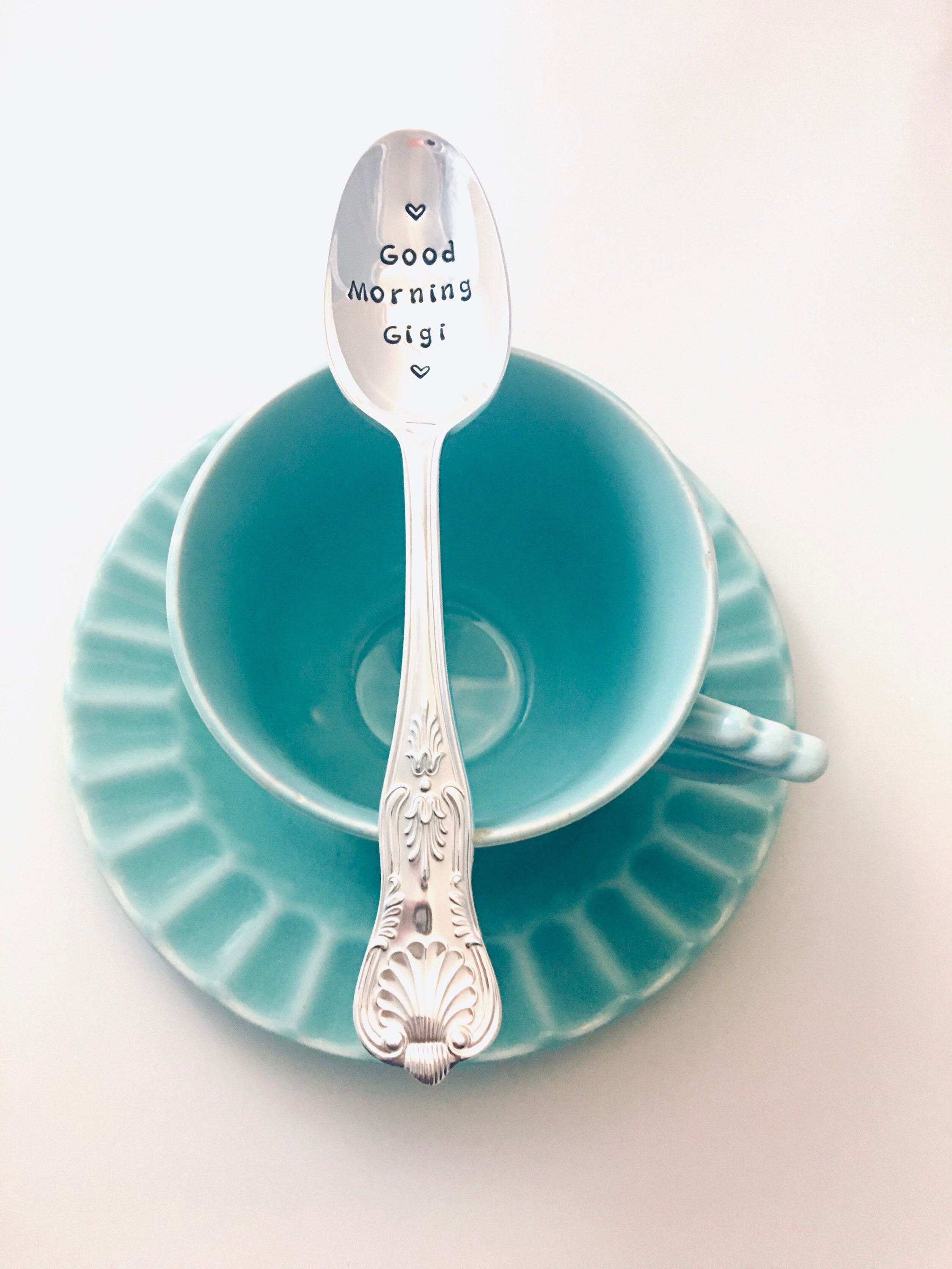 Custom Name Good Morning Spoon Vintage Handstamped Coffee | Etsy