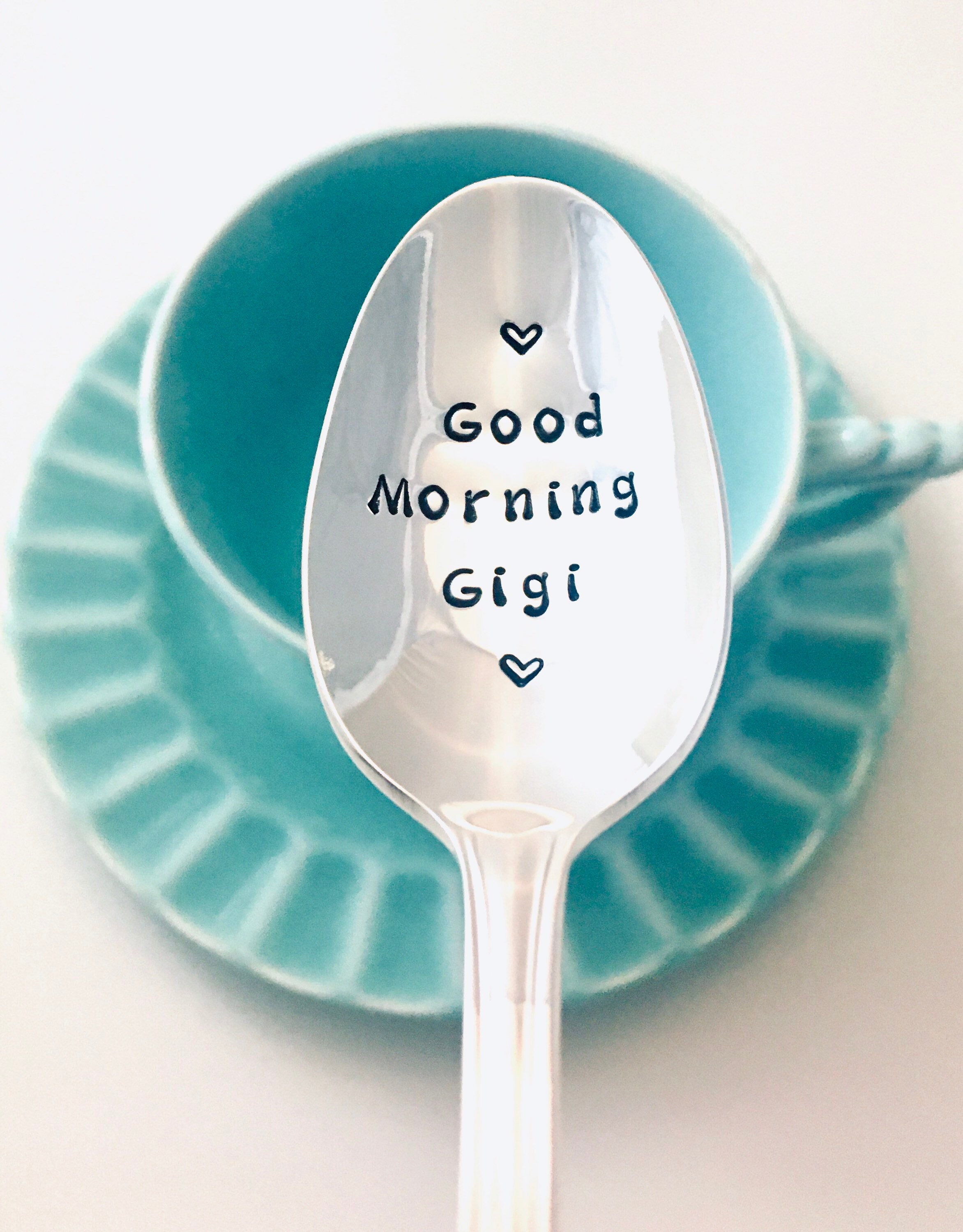 Custom Name Good Morning Spoon Vintage Handstamped Coffee | Etsy