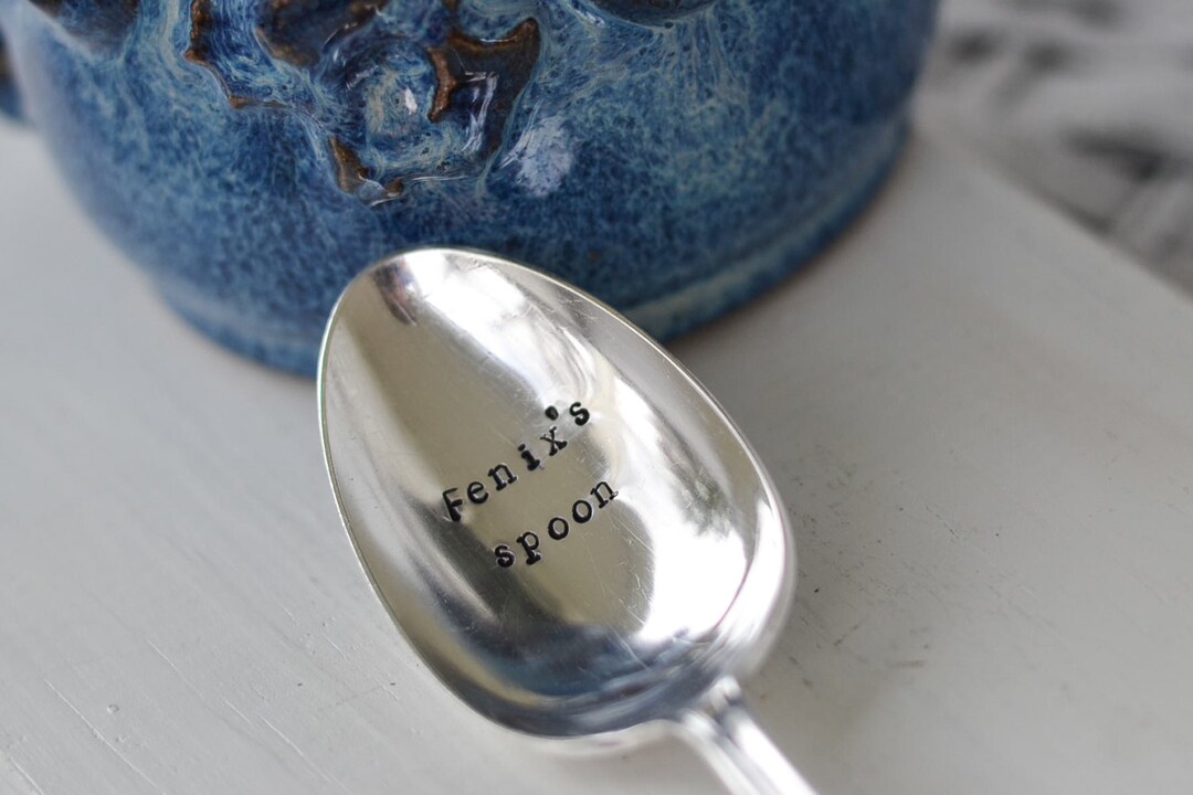 Custom Hand Stamped Spoon - Personalized Engraved Silver Plate Spoon ...