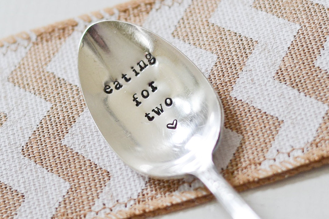 Eating for Two Spoon, Hand Stamped Pregnancy Spoon, Engraved Spoon ...